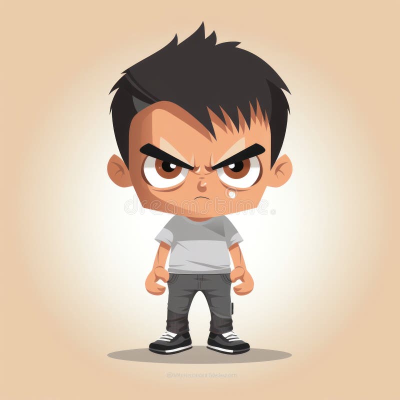 Angry Kid in Flat Minimalistic Animation AI Generated Stock ...