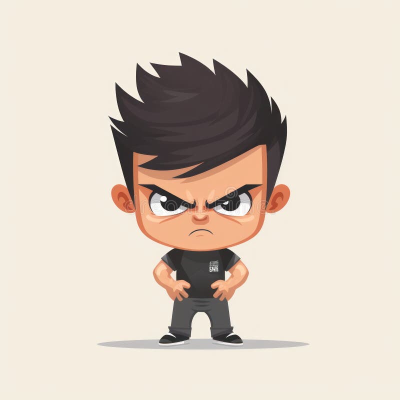 Angry Kid in Flat Minimalistic Animation AI Generated Stock ...