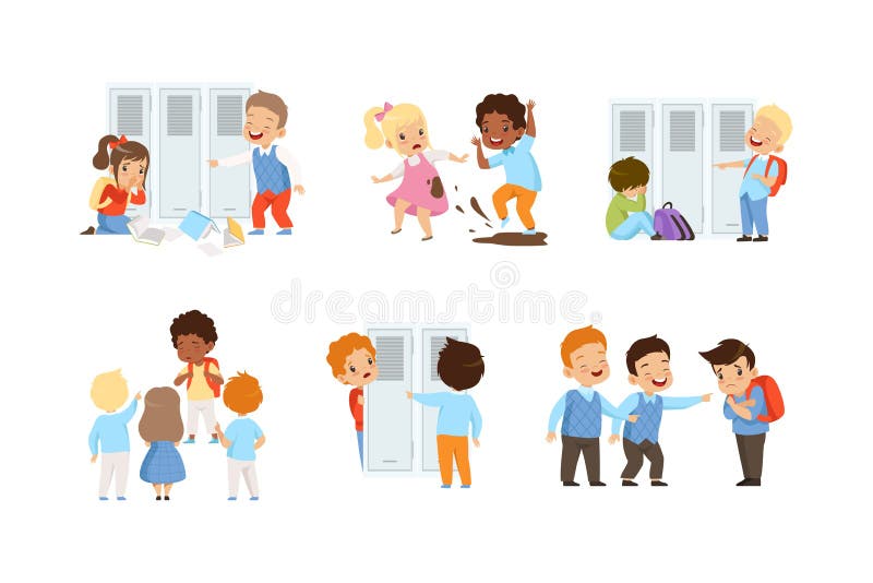 Angry Kids Bullying and Abusing the Weak Agemate Teasing and Laughing ...