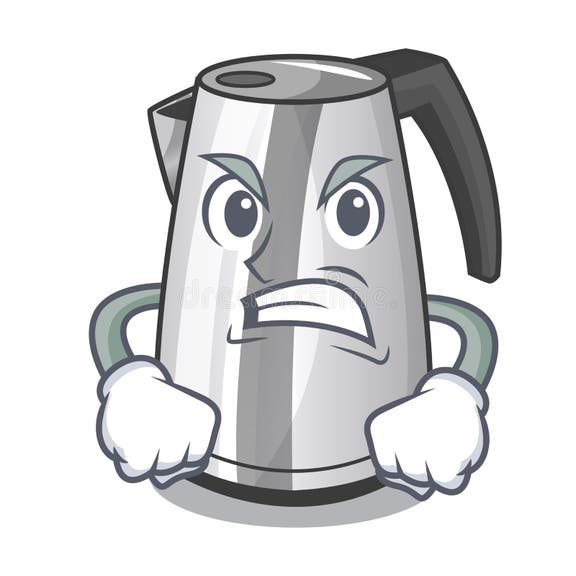 Angry Kitchen Electric Kettle on a Mascot Stock Vector - Illustration ...