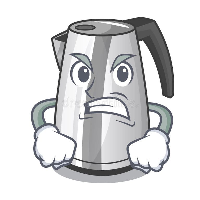 Angry Kitchen Electric Kettle on a Mascot Stock Vector - Illustration ...