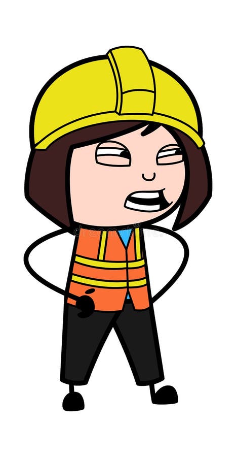 Angry Lady Engineer Talking Cartoon Stock Illustration - Illustration ...