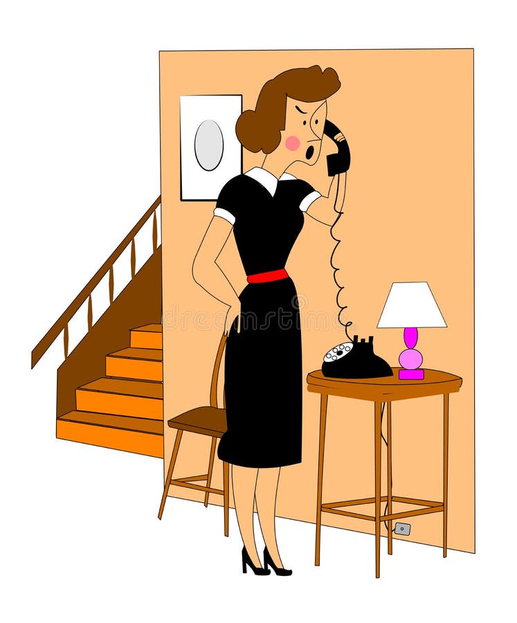 Angry lady on phone stock vector. Illustration of nostalgia - 25888672