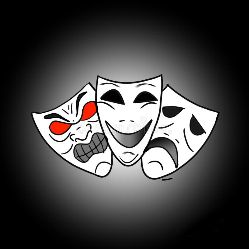 Angry, Laughing and Scared Faces. Stock Illustration - Illustration of ...