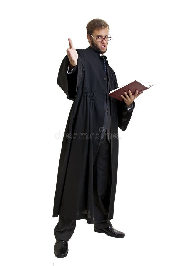 Angry Lawyer Pretending To Hit Colleague with Gavel in Hands Stock ...