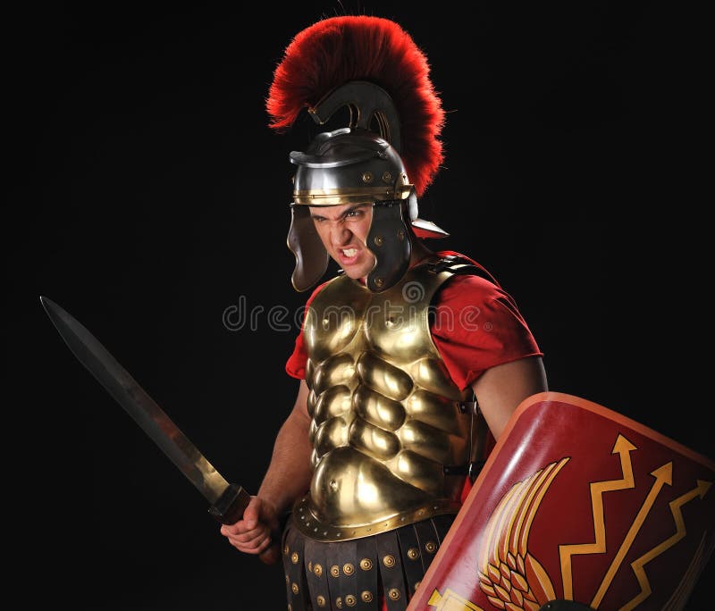 Angry legionary soldier stock image. Image of muscles - 13729555