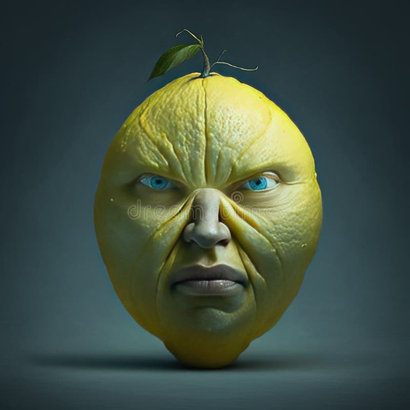 Angry Lemon Face with Human Features. Stock Illustration - Illustration ...