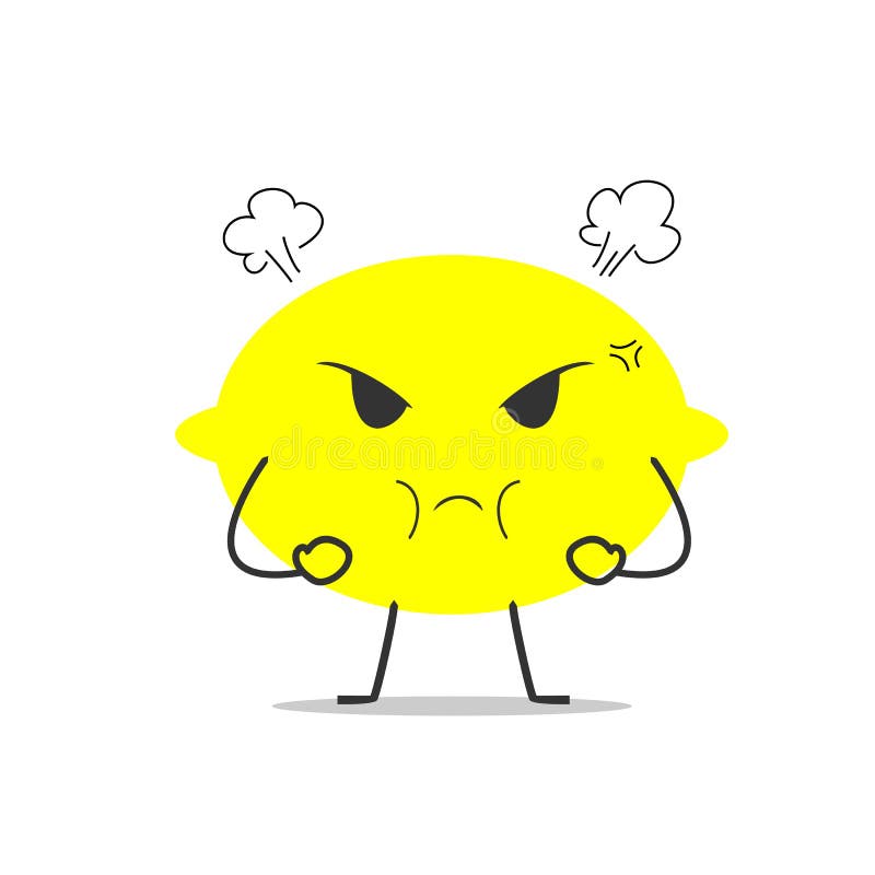 Angry Lemon Simple Clean Cartoon Illustration Stock Vector ...