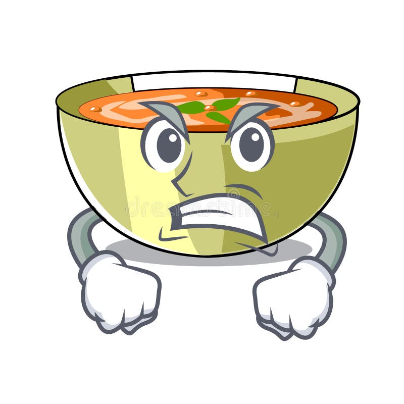 Angry Lentil Soup on Character Wooden Table Stock Vector - Illustration ...
