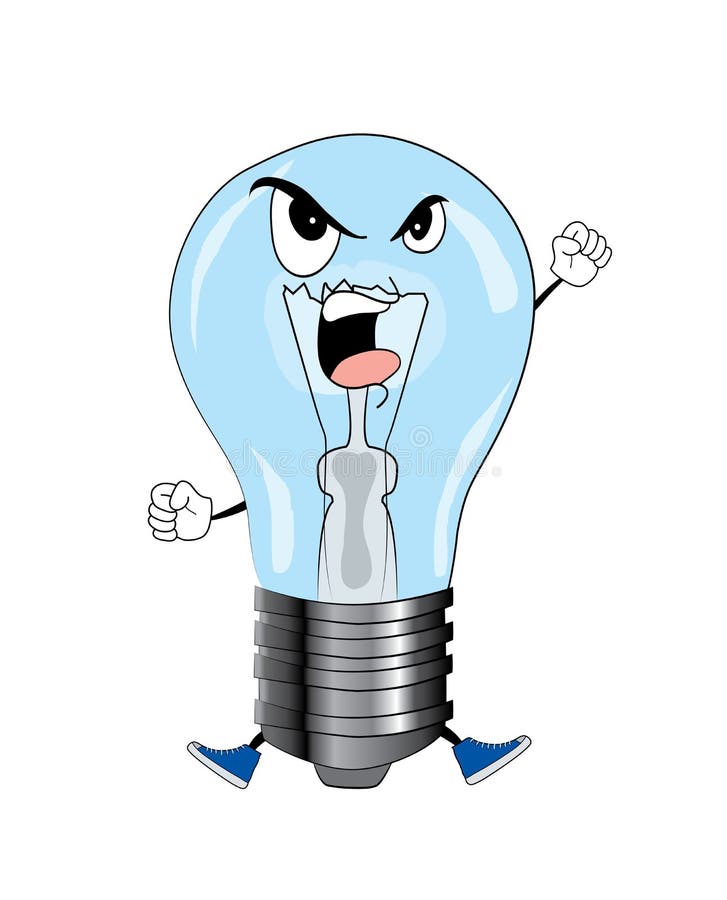 Angry light bulb cartoon stock illustration. Illustration of angry ...