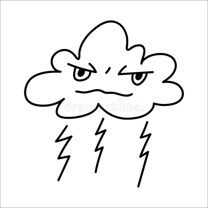Doodle thunderstorm cloud. stock vector. Illustration of abstract ...