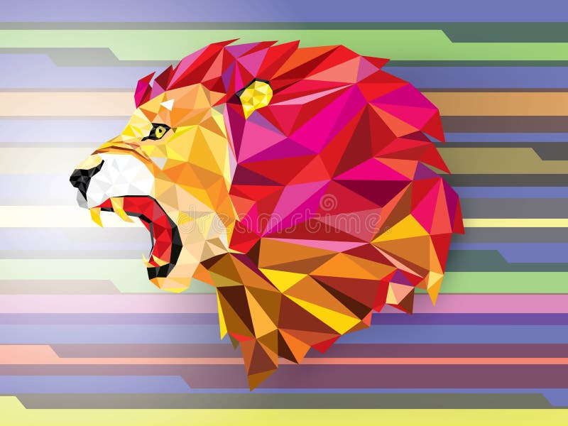 Lion Head in Geometric Pattern Stock Vector - Illustration of predator ...