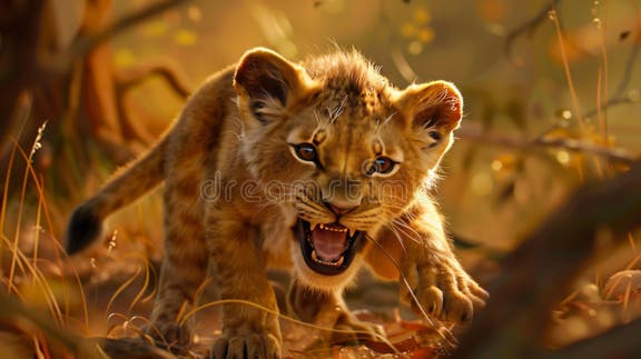 Angry lion king cute cub stock illustration. Illustration of giraffe ...