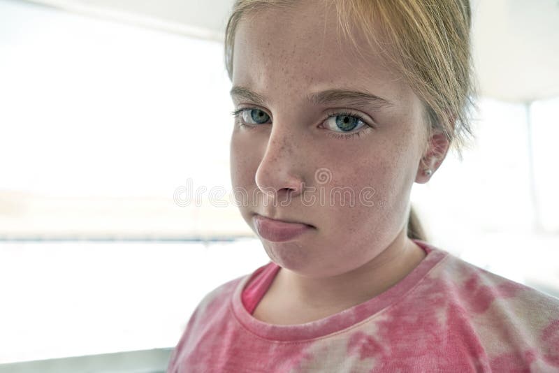 Blond Angry Lips Kid Girl Expression Stock Image - Image of face, hair ...
