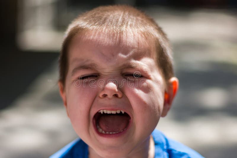 Angry Little Boy with Sad Expression, Screaming and Crying Stock Image ...