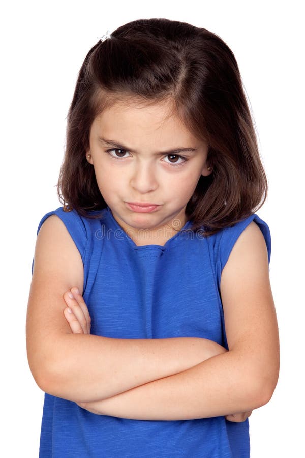 Portrait of Funny Angry Child Girl Stock Image - Image of portrait ...