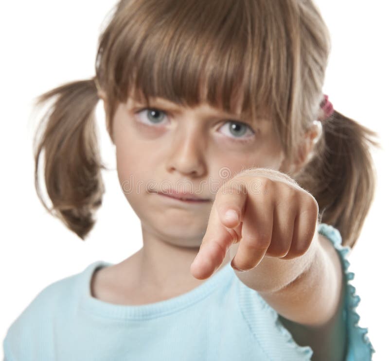 Angry Little Girl Pointing on You Stock Image - Image of beautiful ...