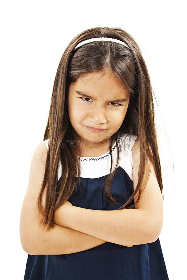 Angry Little Girl Whit Folded Hand Stock Image - Image of behavior ...