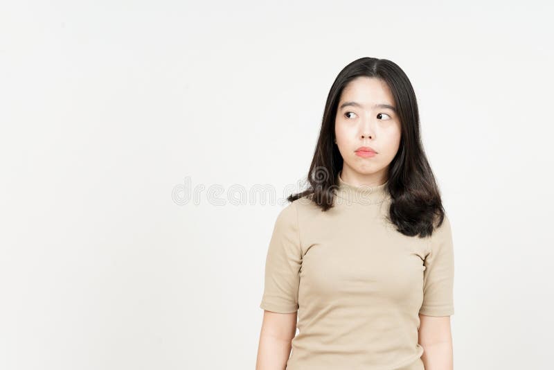 Angry and Looking Side of Beautiful Asian Woman Isolated on White ...