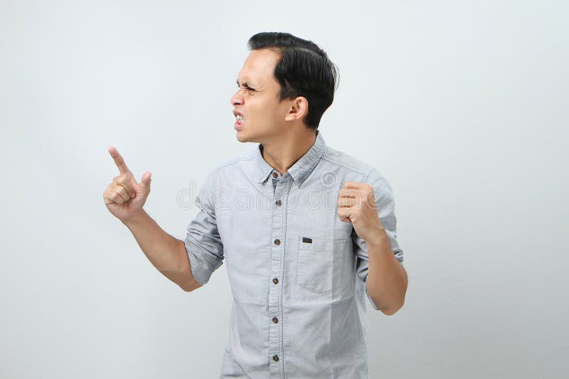 Angry Mad Asian Indonesian Man Expression on Isolated Bakcground Stock ...
