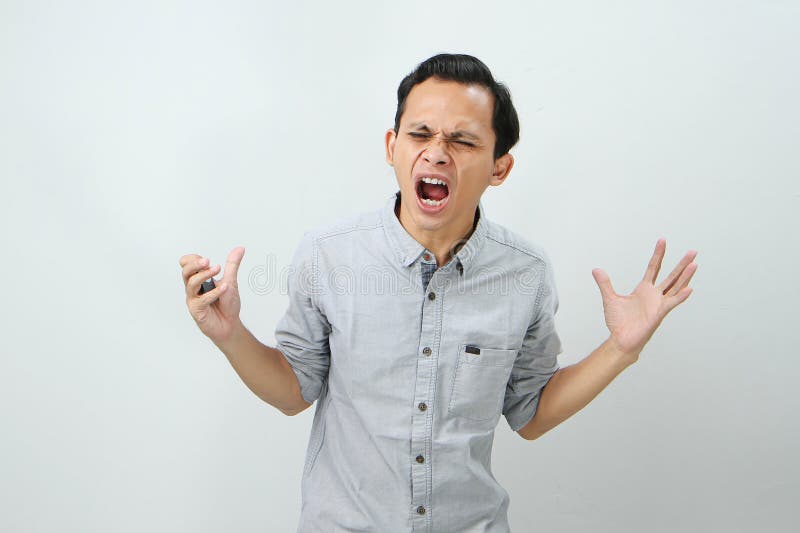 Angry Mad Asian Indonesian Man Expression on Isolated Bakcground Stock ...