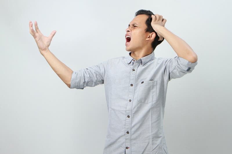 Angry Mad Asian Indonesian Man Expression on Isolated Bakcground Stock ...