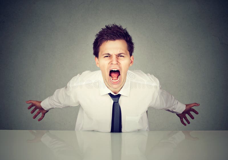 Angry Mad Young Business Man Screaming Stock Photo - Image of closeup ...