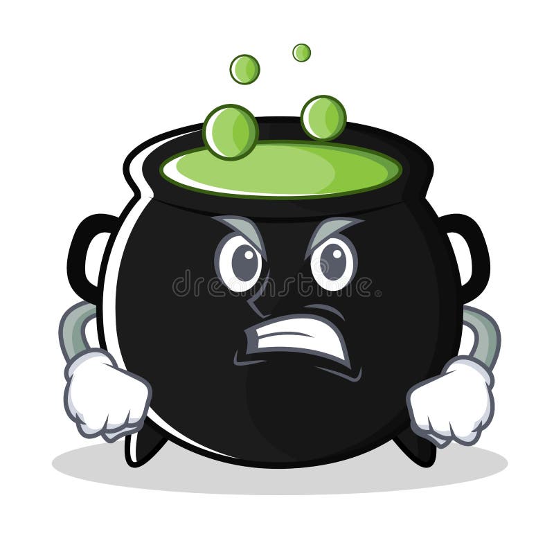 Angry Magic Cauldron Character Cartoon Stock Vector - Illustration of ...