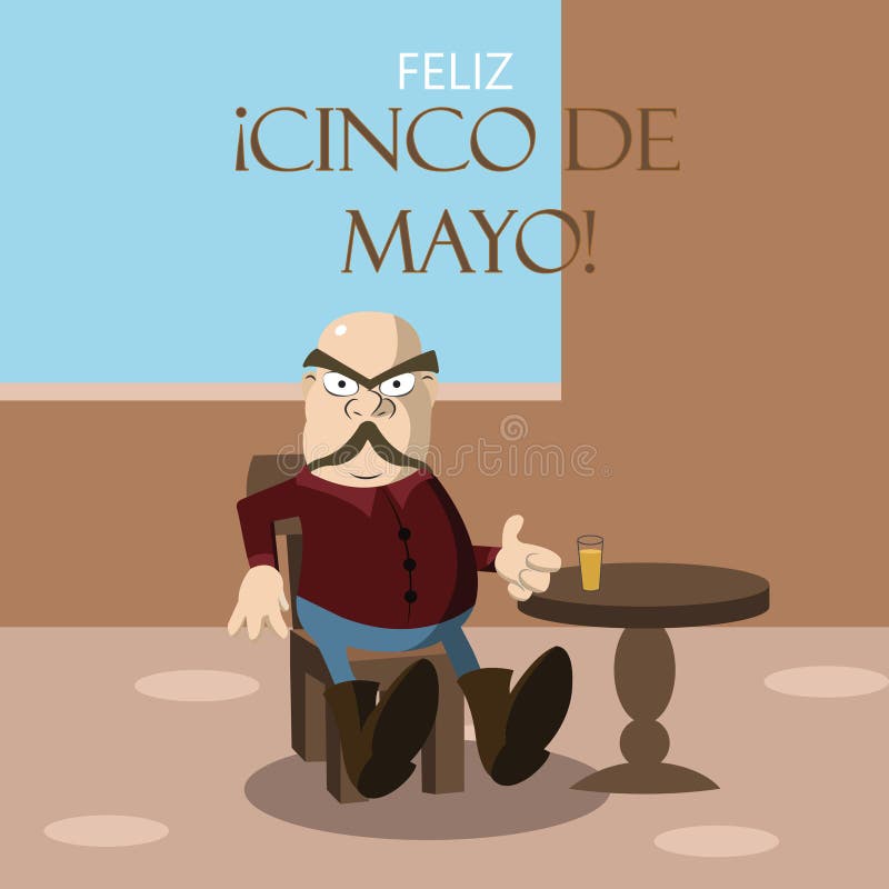 Angry Male Cartoon Drinking on a Table Cinco De Mayo Vector Stock ...