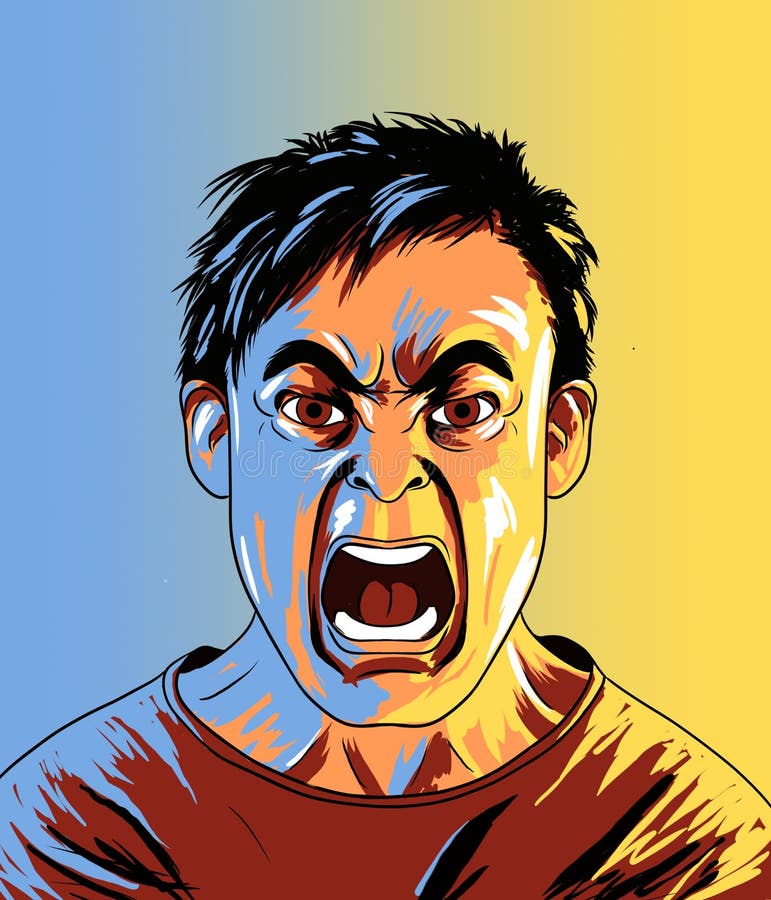 Angry Male Emotion Digital Illustration Stock Illustration ...