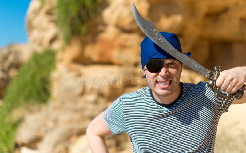 Angry male pirate. stock image. Image of bandit, eyepatch - 62438929