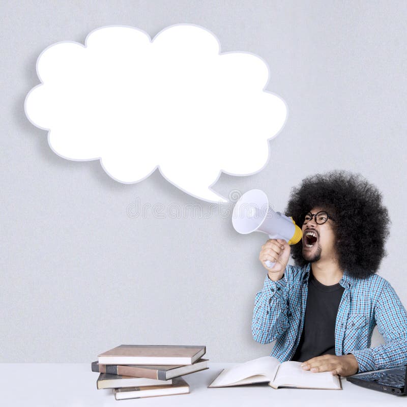 Angry Male Student with Empty Speech Bubble Stock Image - Image of ...