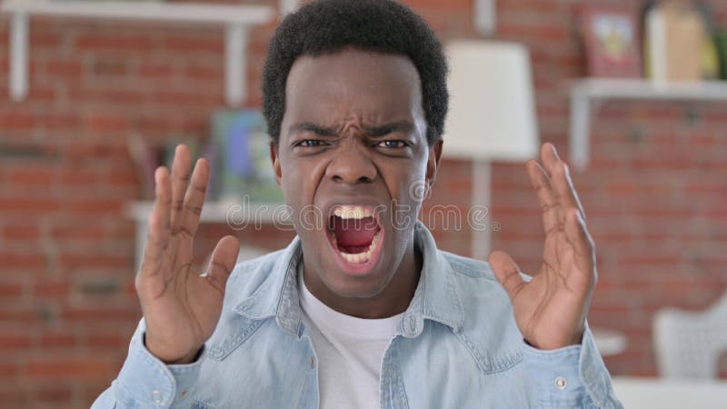 Angry Male African Man Screaming Stock Photo - Image of distressed ...