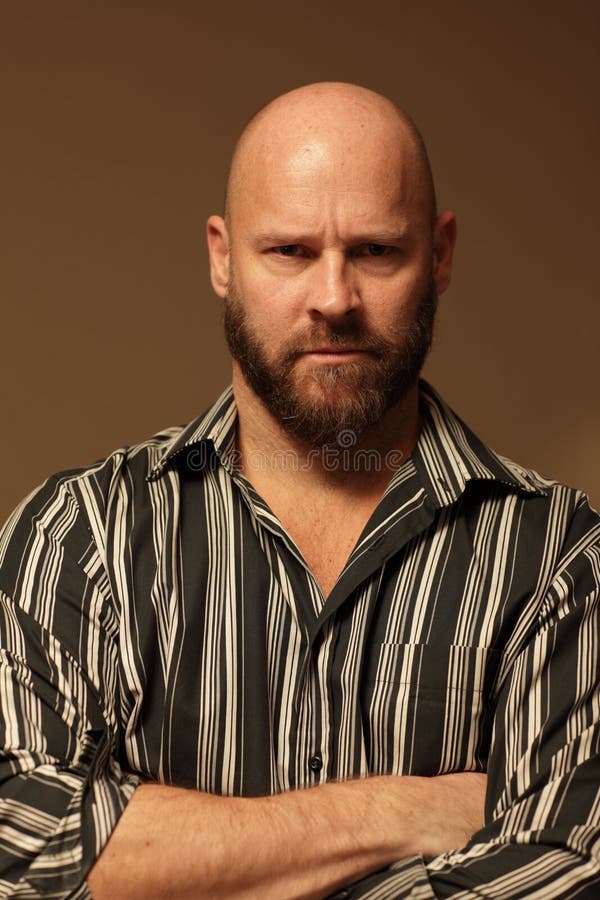 Super Power Angry Muscle Bearded Man Stock Photo - Image of bald ...