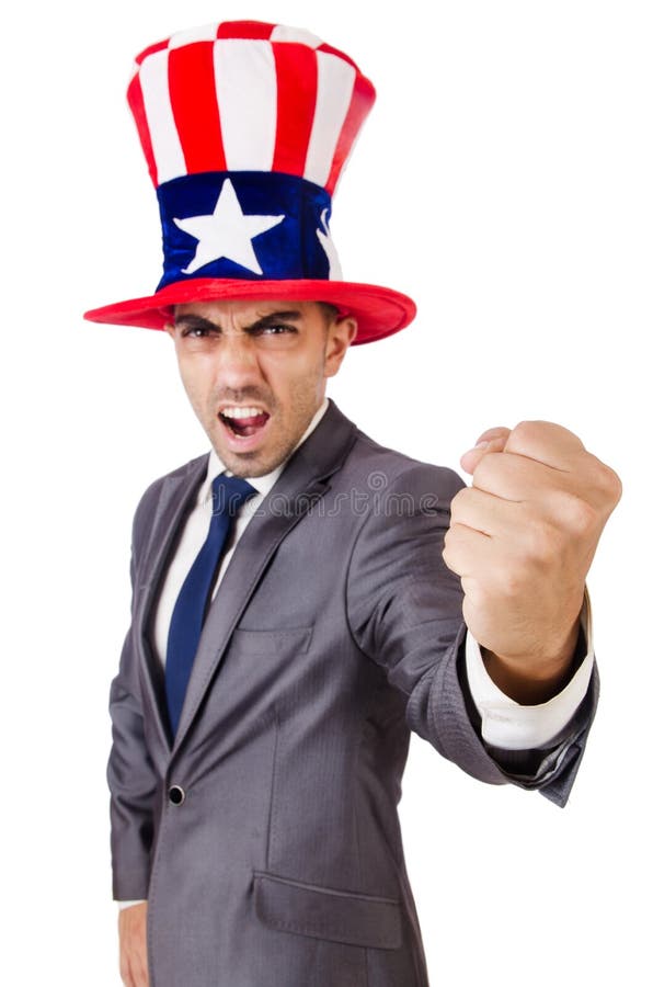 Angry Man with American Hat Stock Image - Image of background ...