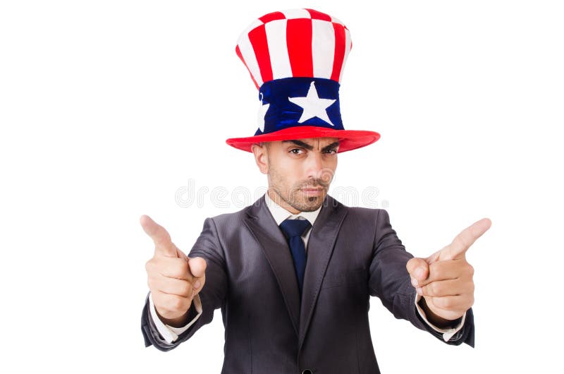 Angry Man with American Hat Stock Image - Image of boss, sitting: 39269333