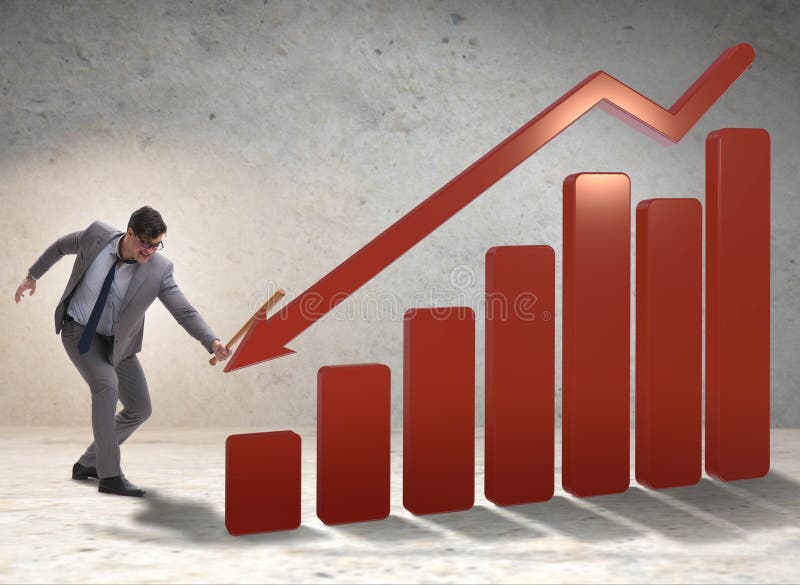 Angry Man with Baseball Bat Hitting Downward Chart Stock Image - Image ...