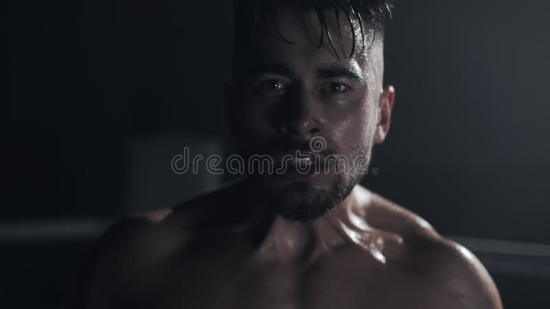 Angry Man with Boxing Gloves Screams Emotionally Looking Ar the Camera ...