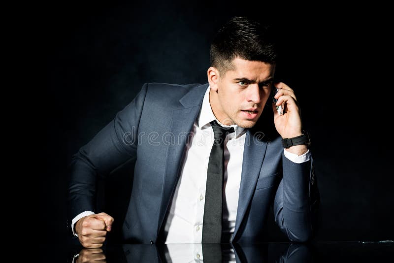 Angry Man during Business Call Stock Photo - Image of stress ...
