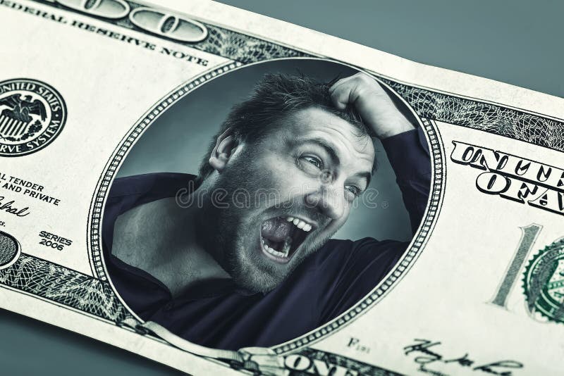 Angry Man in the Dollar Banknote Stock Image - Image of portrait ...