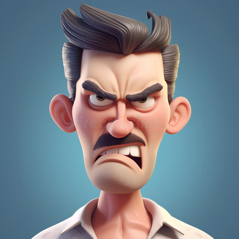 Angry Man with Angry Facial Expression. 3d Render Illustration Stock ...