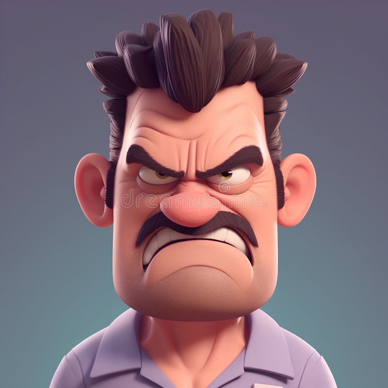 Angry Man with Angry Facial Expression. 3D Rendering Illustration Stock ...