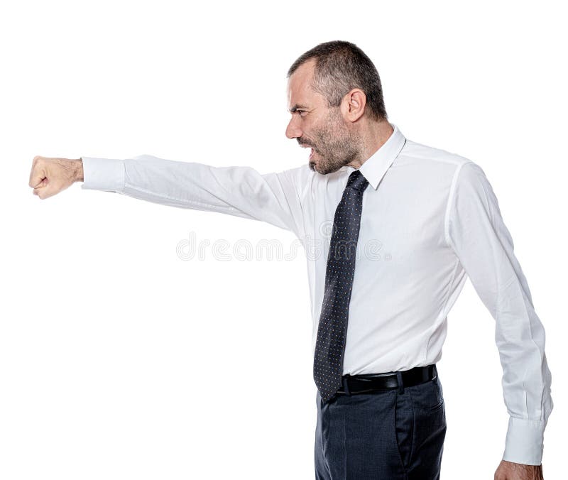 Angry Man with Fist and Aggressive Expression Stock Image - Image of ...