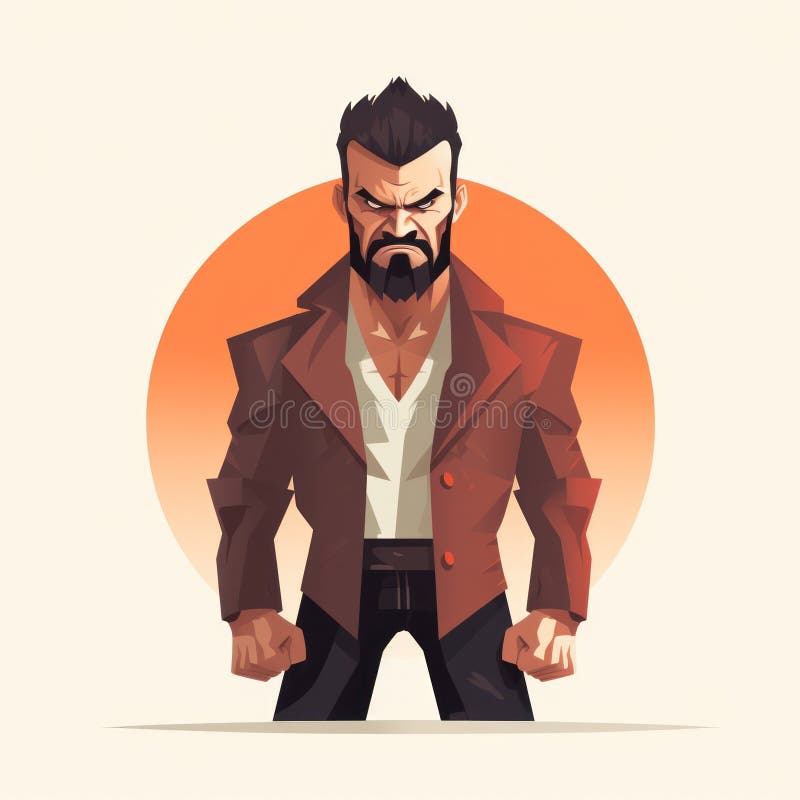 Angry Man Flat Minimalistic Animation AI Generated Stock Illustration ...