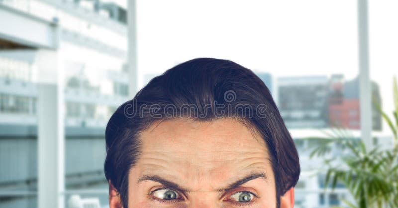 Angry man frowning in city stock photo. Image of head - 92884594