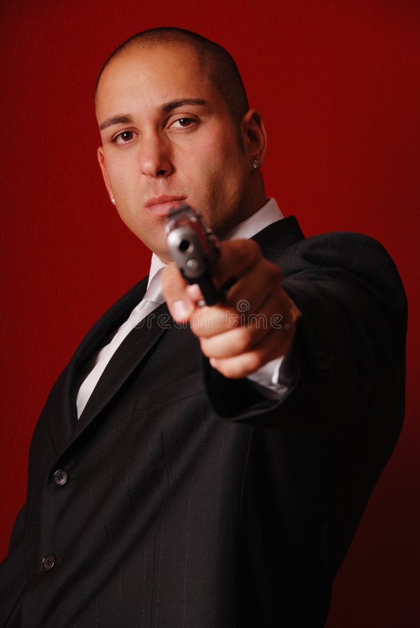 Armed man in stairs stock image. Image of adult, remorse - 4669873