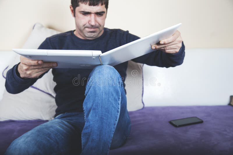 Angry man hand computer stock photo. Image of internet - 143289502