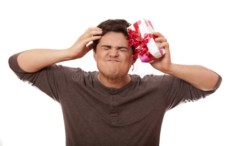 An Angry Man Holding Present Box Stock Image - Image of love, caucasian ...