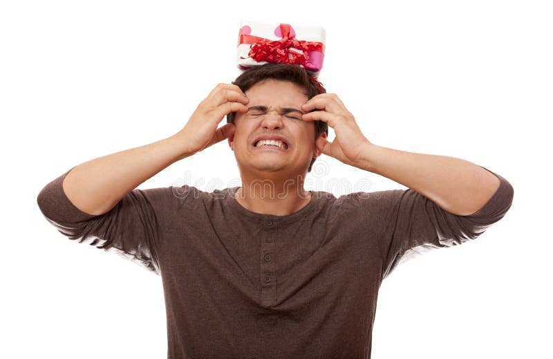 An Angry Man Holding Present Box Stock Photo - Image of love, romance ...