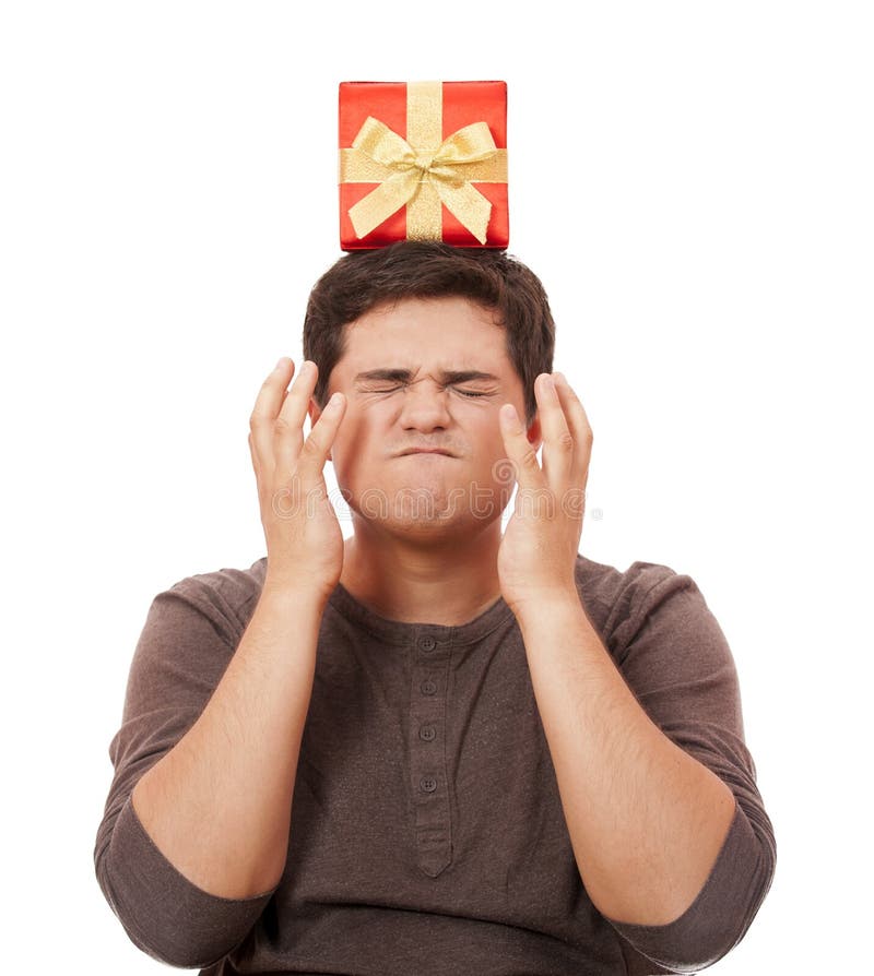 An Angry Man Holding Present Box Stock Image - Image of anniversary ...